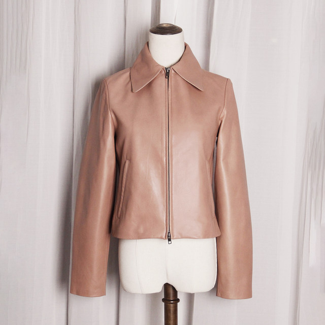 Special offer imported cotton leather waist back collar zipper slim ...