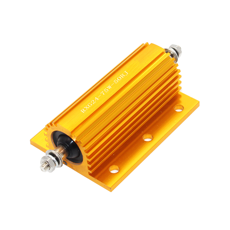 黄色铝壳电阻器RXG24-75W-0.1RJ/1RJ/10RJ/100RJ/1KJ/10KJ/Ω欧姆