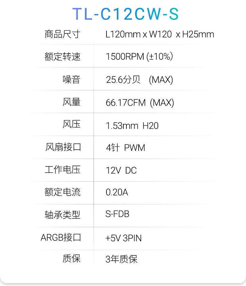 工包利民C12CWS风扇TL-C12C机箱风扇12cm温控4针pwm静音ARGB白色-阿里巴巴