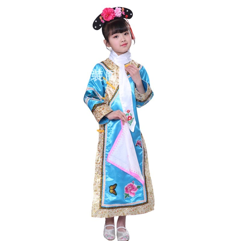 Children's ancient chinese qing dynasty princess cosplay costume dress ...