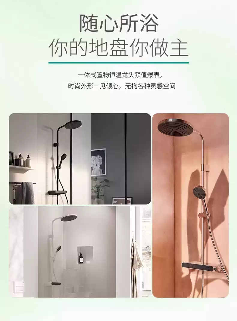 汉斯格雅恒温花洒组 沛适飞大顶喷升降支架双龙头