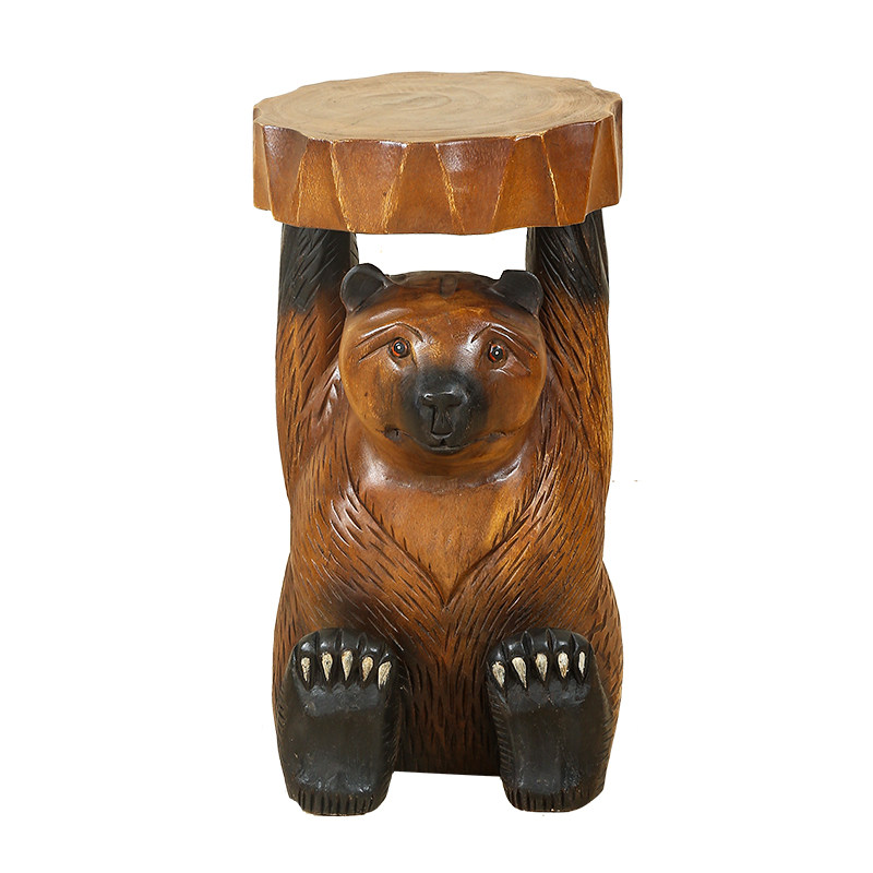 [USD 141.82] Solid wooden stools use Thai cute bear stools to change ...