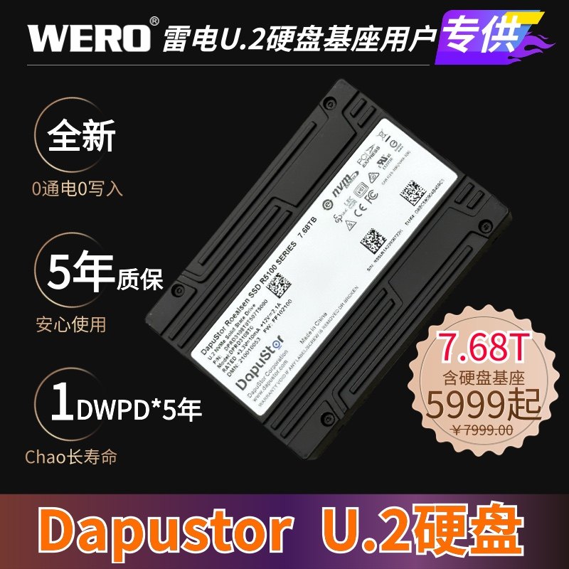 全新原装大普微R5100/J5100/7.68t/15.36T U.2 PCIE4.0固态硬盘-Taobao