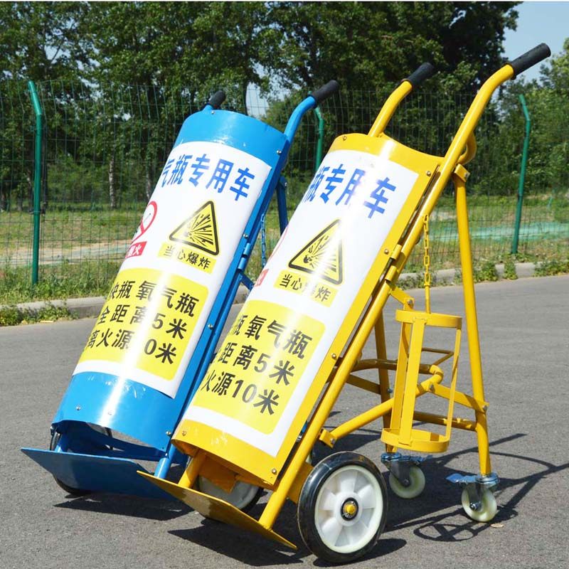 Thickened oxygen cylinder acetylene bottle trolley Double bottle push ...