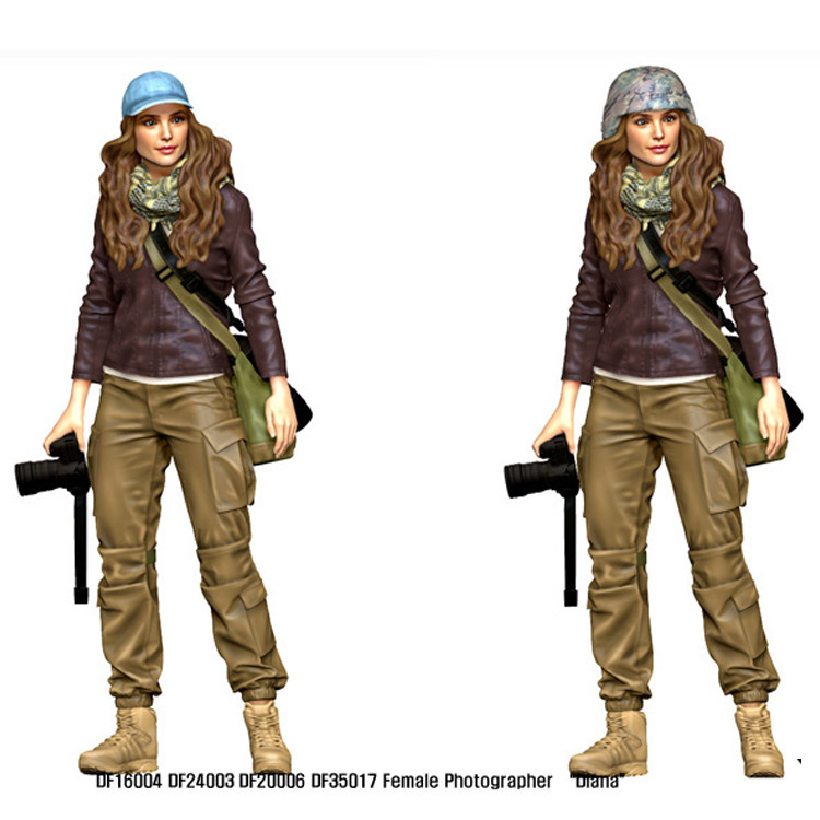 1/16 Scale Female photographer Resin Figure Model Kits Unpainted ...