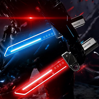 新款对插双刀流发光双刃伸缩光剑男孩玩具刀剑死侍武士二合一礼物