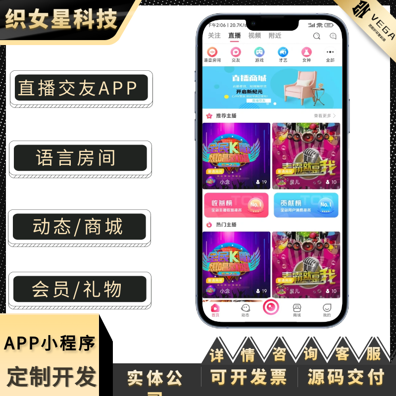 语聊交友APP开发热聊广场语音房动态装扮商城礼物原生加java源码-Taobao