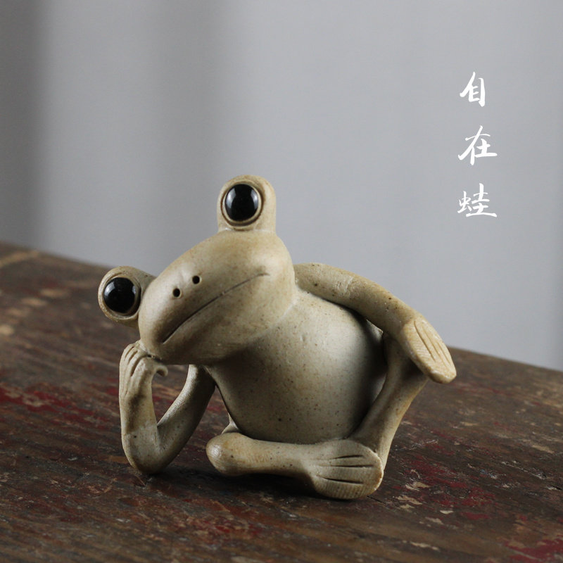 Hand-made pottery Buddha frog Jingdezhen Kung Fu tea set Small tea pet ...