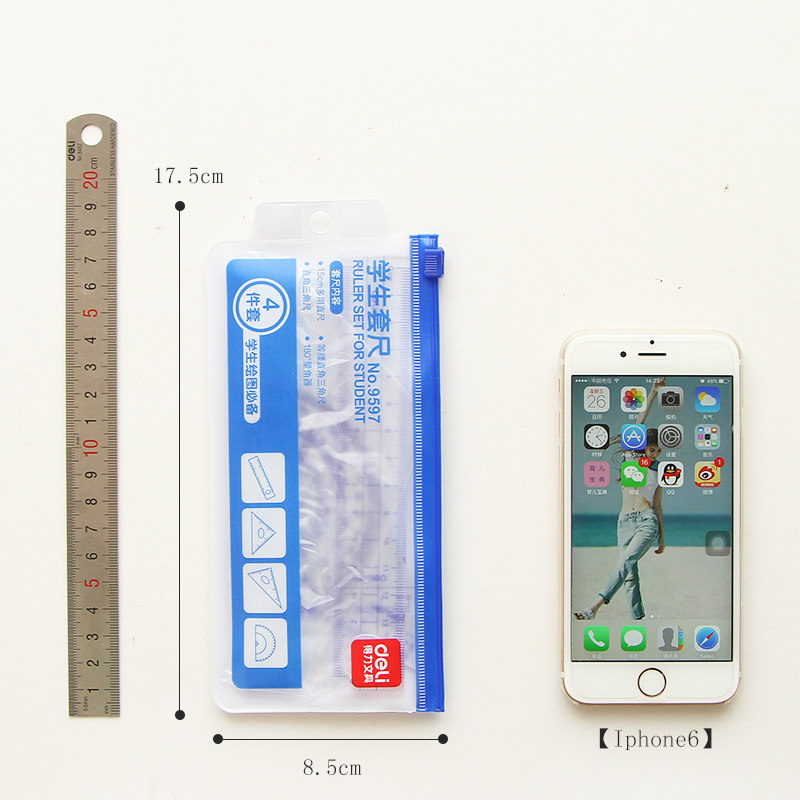 [USD 4.58] Deli Ruler Four Piece Set Transparent Measuring Angle ...