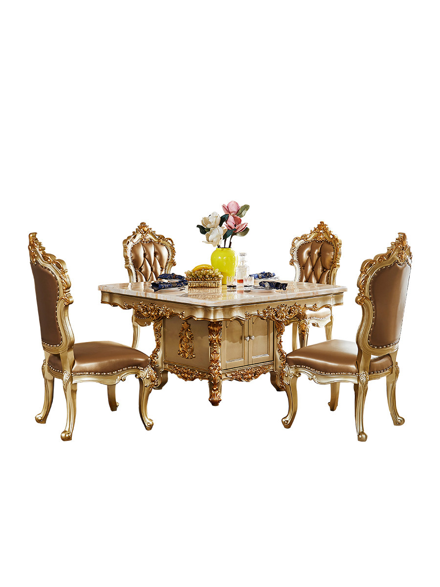 Kết hợp bàn ghế ăn Eight Immortals đá cẩm thạch Châu Âu, bàn ăn gỗ ...