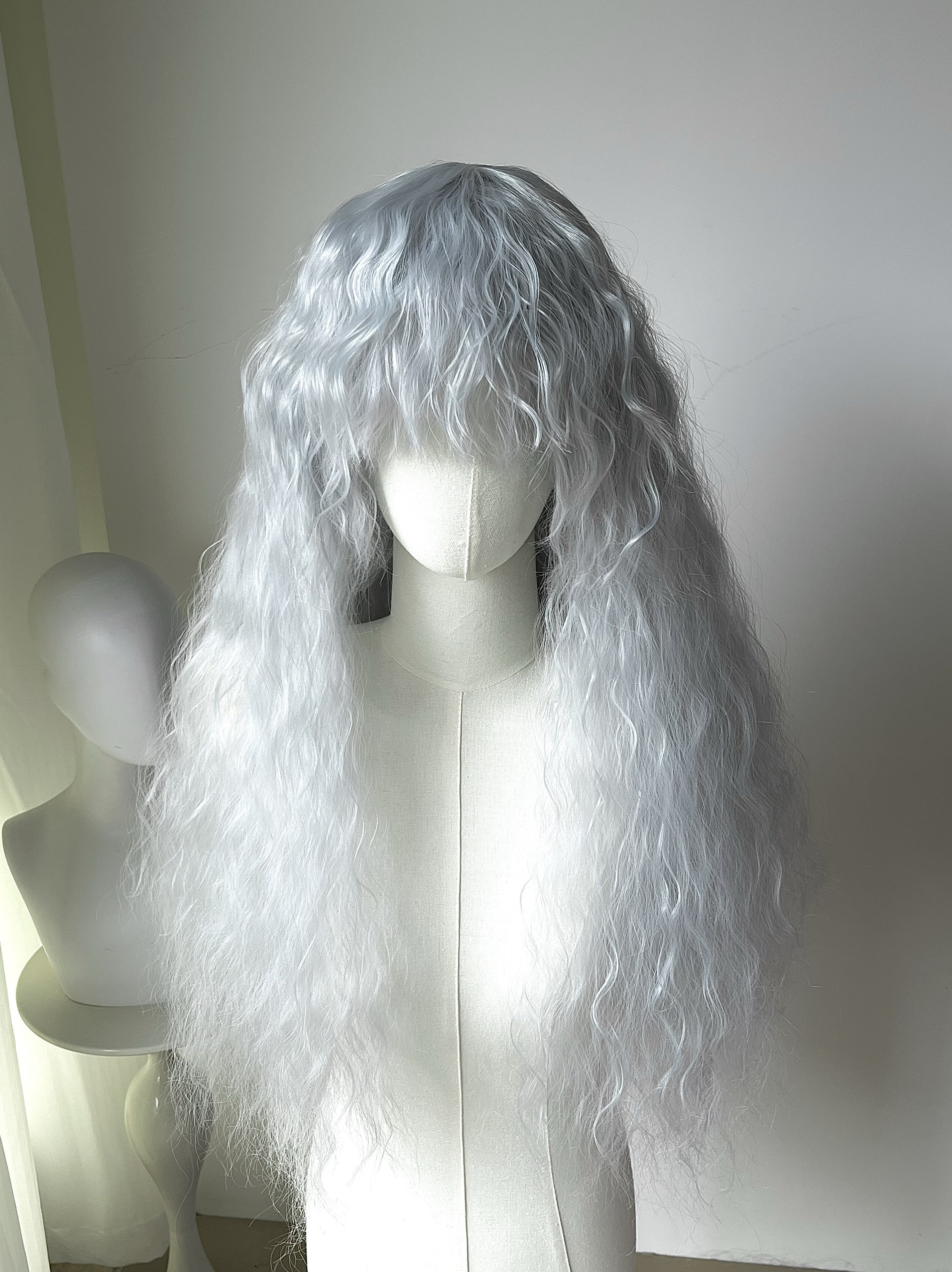Grids griffith light silver blue wool curly wig: the whole cos wig will ...