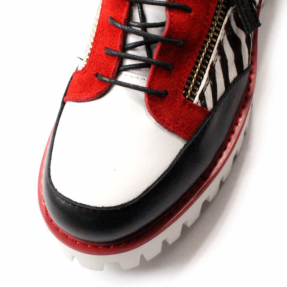 JINIWU My Ni Ji Zebra Platform Shoes Horse Hair Color-matching Hand ...