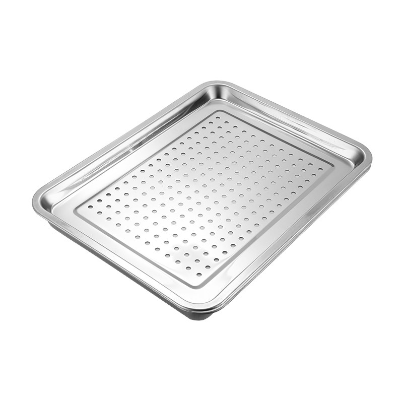 [USD 22.79] Stainless steel tea disc leaky rectangular tray home ...