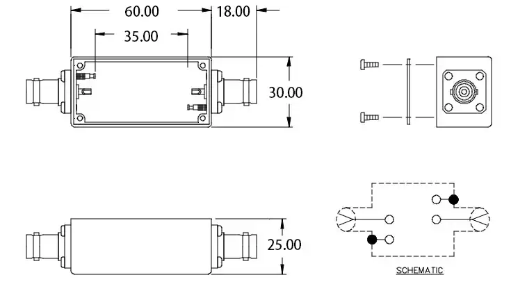 AL2391 BNC Project box enclosure DIY RF屏蔽鋁盒阻抗電阻網路