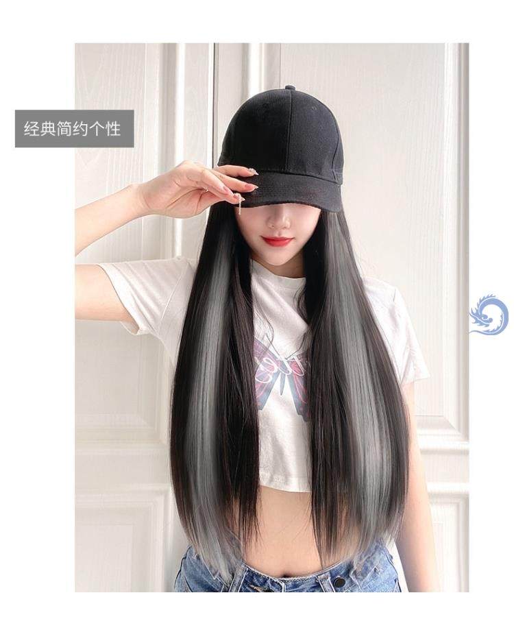 Wig hat one summer female long hair net red trend cap hair long ...