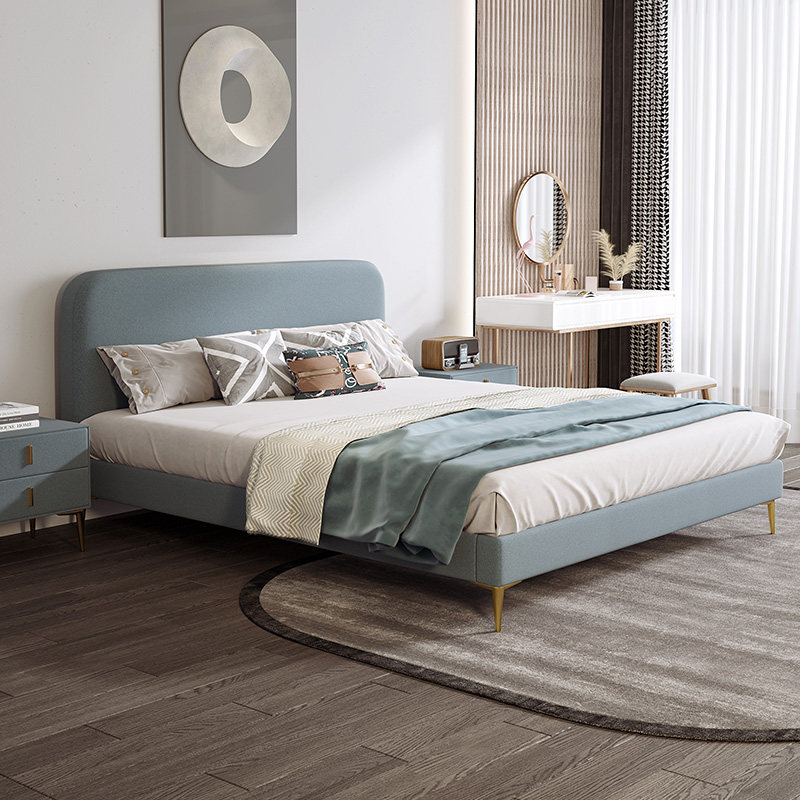 Nordic minimalist tech bunk bed net red ins master bedroom with double ...