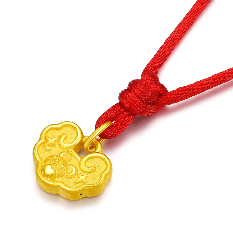 Gold long life lock pendant male and female 12 zodiac calf baby safe ...