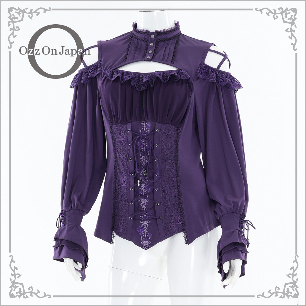 预约【OzzonJapan】Angelo·Noble Harpy 蔷薇刺绣露肩蕾丝上衣，优雅又不失性感的时尚单品！-lolita衬衫-淘宝好物网