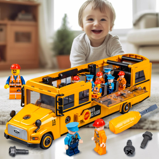 Children's school buses baby buses double -layer buses puzzle toy 2 can ...