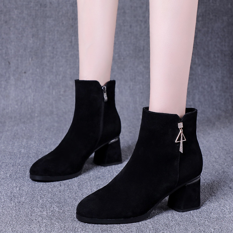 Martens, demi-season low boots, fashionable fleece keep warm shoes ...