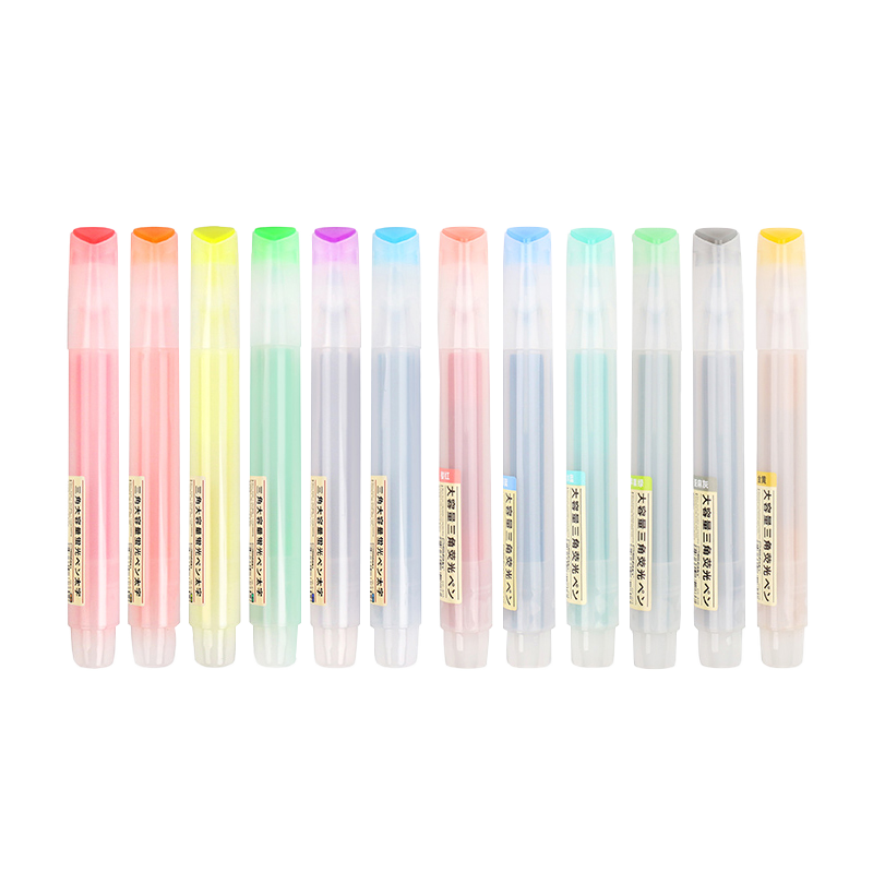 点石荧光笔DS-819三角杆大容量轻复古标记笔彩色套装学生用划重点标注笔单词勾线用笔手账套装办公多色记号笔