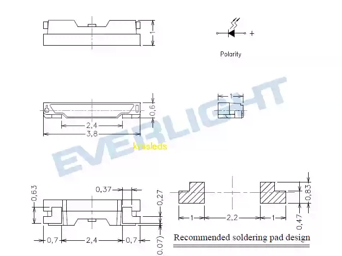 EVERLIGHT SMD Side View LEDs 99-616LM2C/3641S76/TR8-T 3810-Taobao