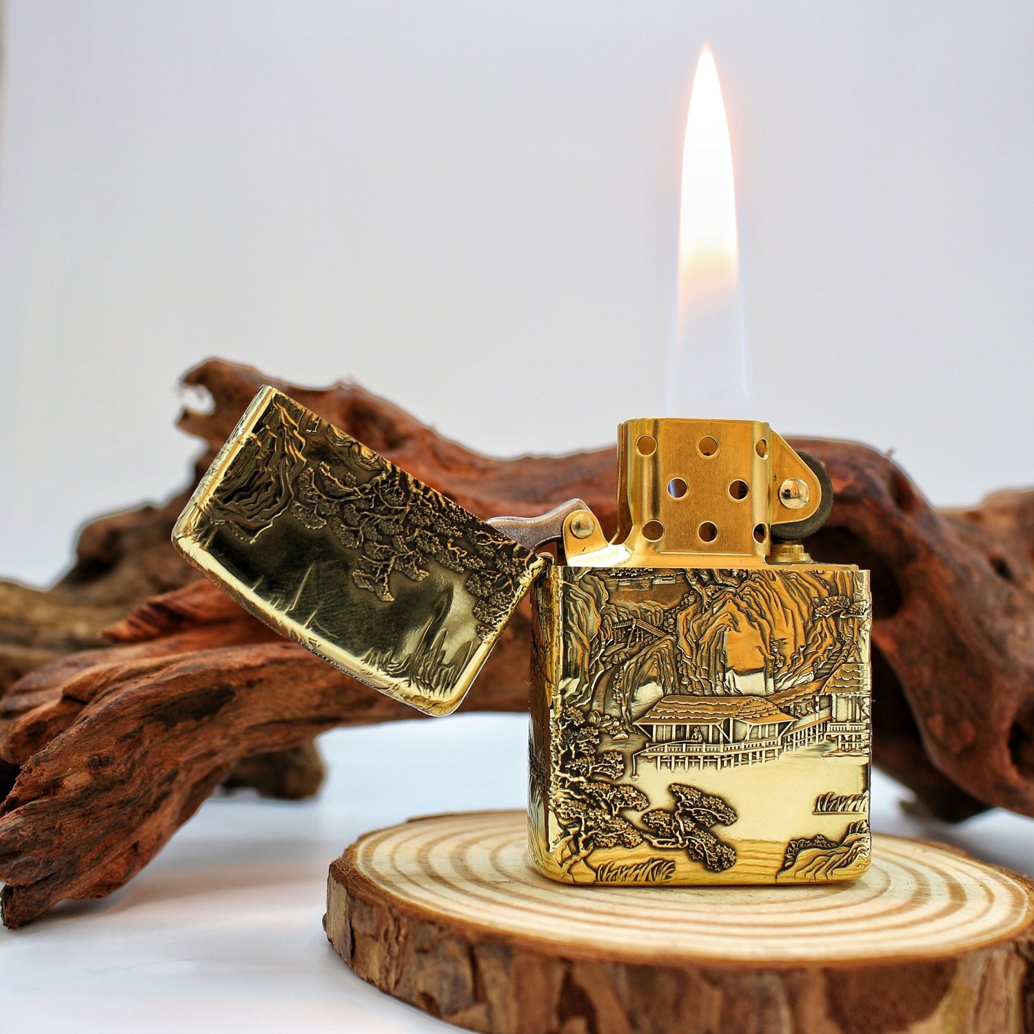 佐罗902S黄铜浮雕煤油打火机，唐伯虎山水画创意盔甲防风砂轮，你值得拥有吗？-煤油打火机-淘宝好物网