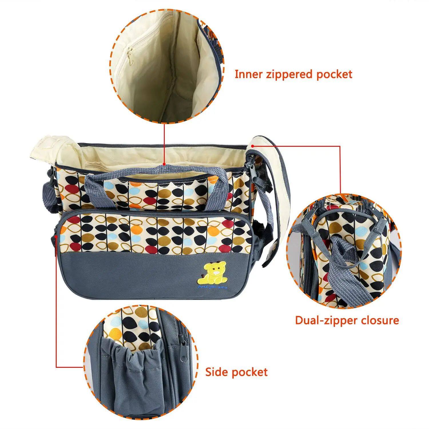 NEW 5PCS Baby Nappy Diaper Bags Set Mummy Diaper Shoulder - 宝宝出行必备，妈妈省心 ...