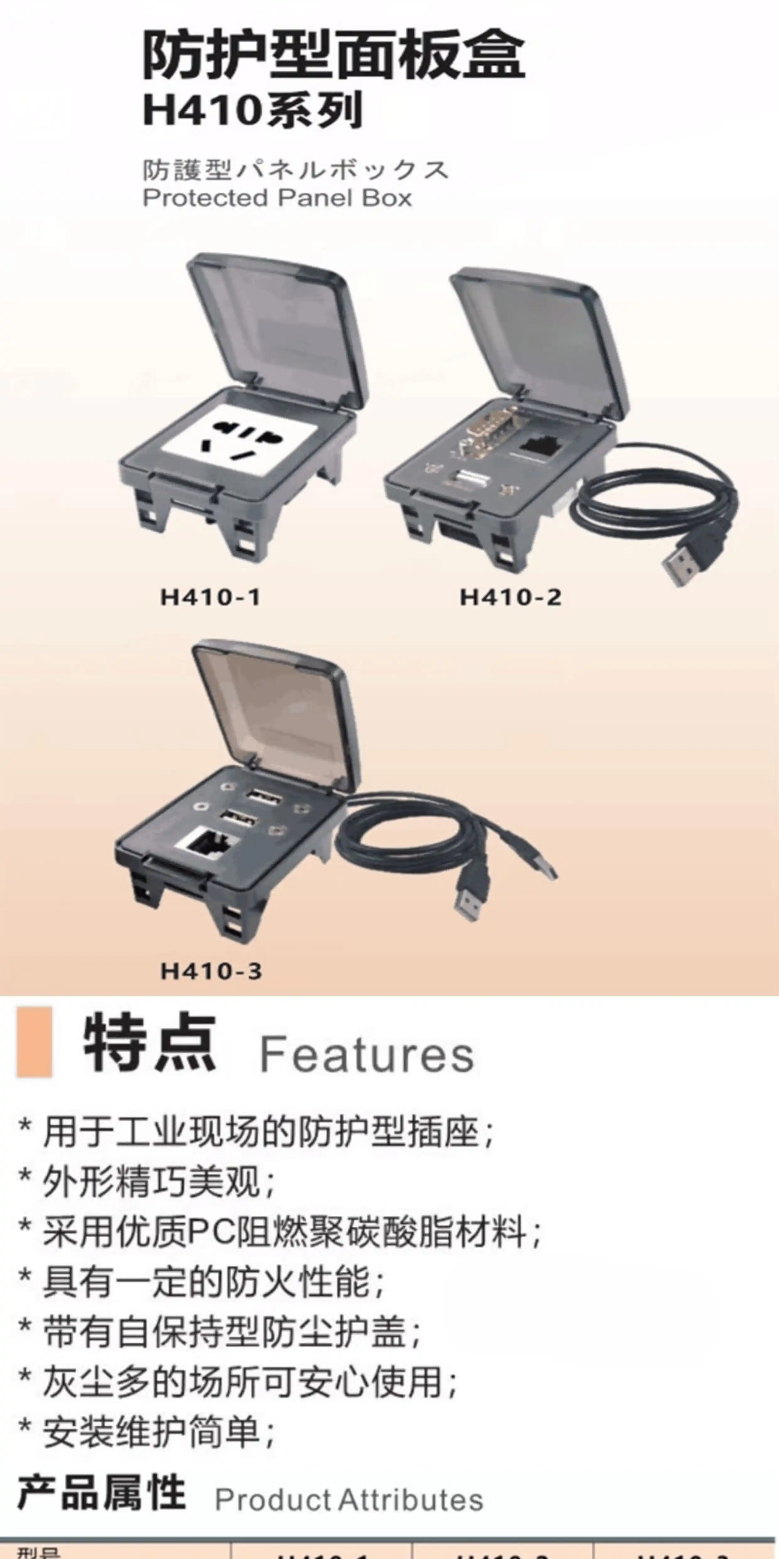 勝藍SIRON工業通訊USB接口防護型面板盒插座 H410-1 H410-2-3-4/5