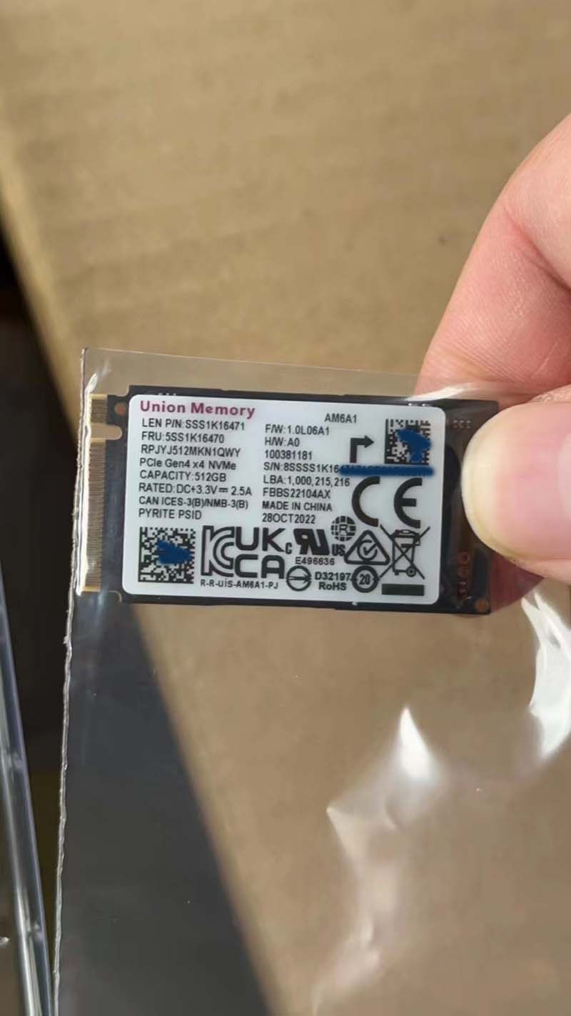 忆联AM6A1 2242 SSD PCIE4.0 M.2 512G 1T NVME固态硬碟长江存储PC411