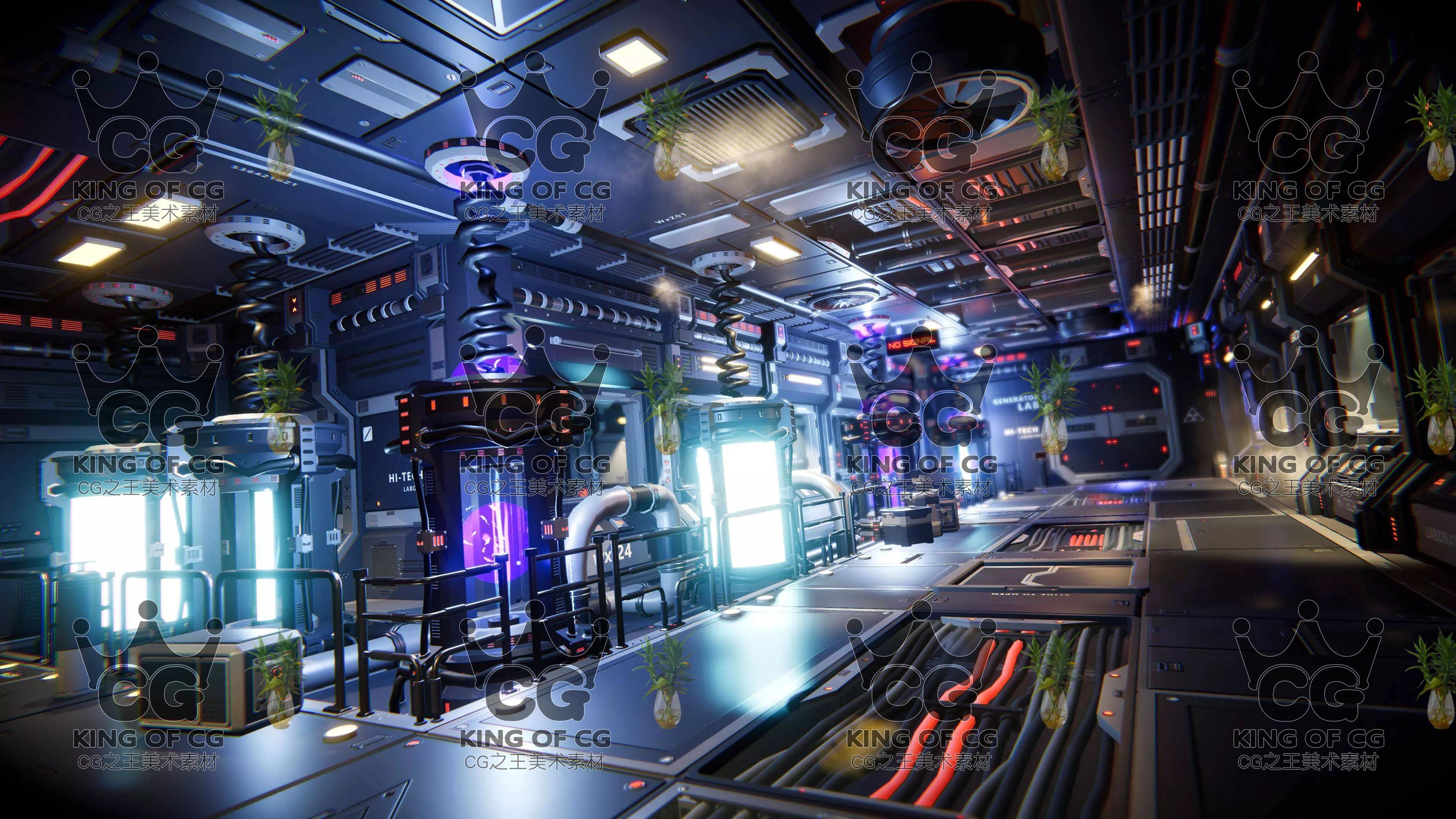 Unity3D科幻赛博朋克走廊环境场景STYLIZED – Sci-Fi Corridor-cg男孩