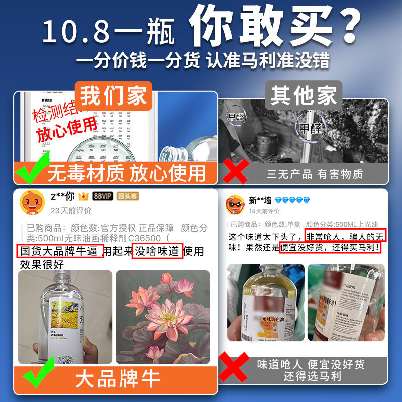 马利无味油画稀释剂C36500真香警告！无毒不刺鼻，画友都在偷偷用？-油画颜料-淘宝百科网