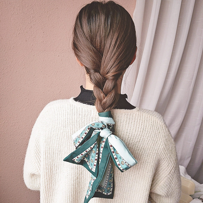 Ishihara Rimei with silk scarf hair ribbon female hair tie female ...