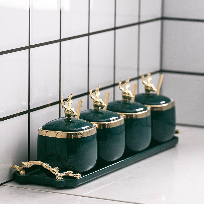 [USD 15.13] Ceramic Kitchen Seasoning Tank Set Combination Set Home ...