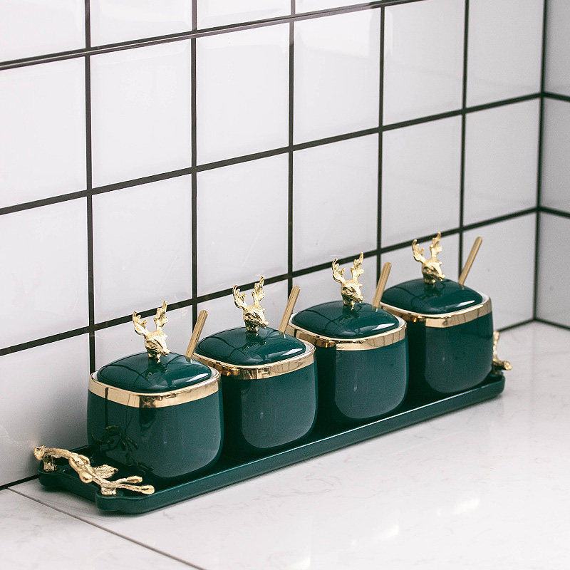 [USD 15.13] Ceramic Kitchen Seasoning Tank Set Combination Set Home ...