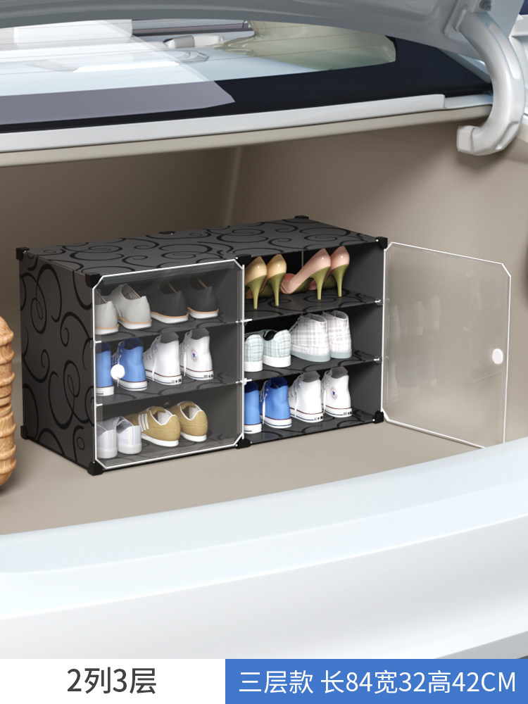 [USD 18.66] Car shoe box contains transparent car trunk car shoe rack ...