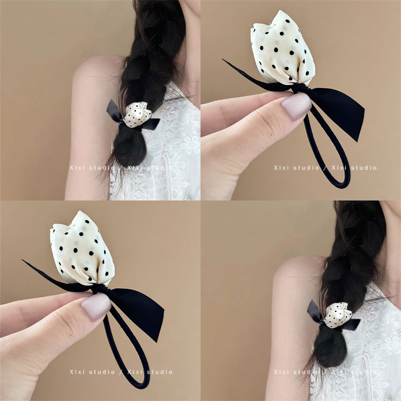 震惊全网！郁金香美人发绳居然能美到犯规？法式波点发圈让我原地封神💥-头纱-淘宝好物网