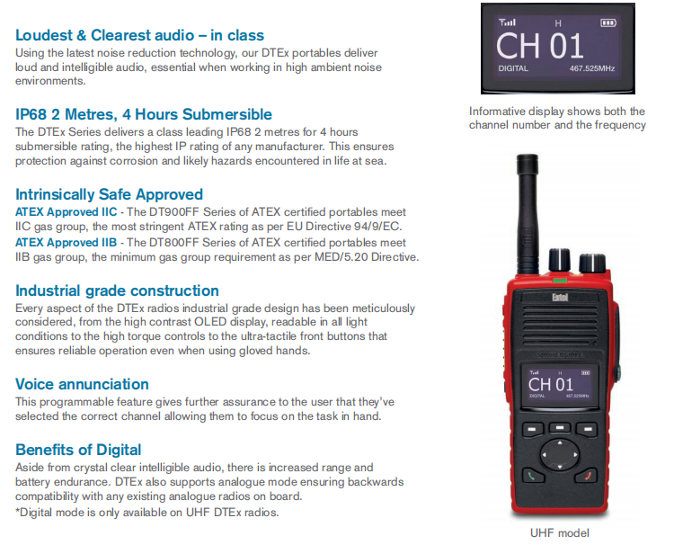 适用英特尔DT885FF英国ENTEL消防员UHF数字防爆对讲机船舶海事-阿里巴巴