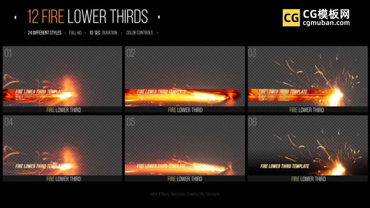 火焰燃烧粒子字幕条ae模板 - CG模板网