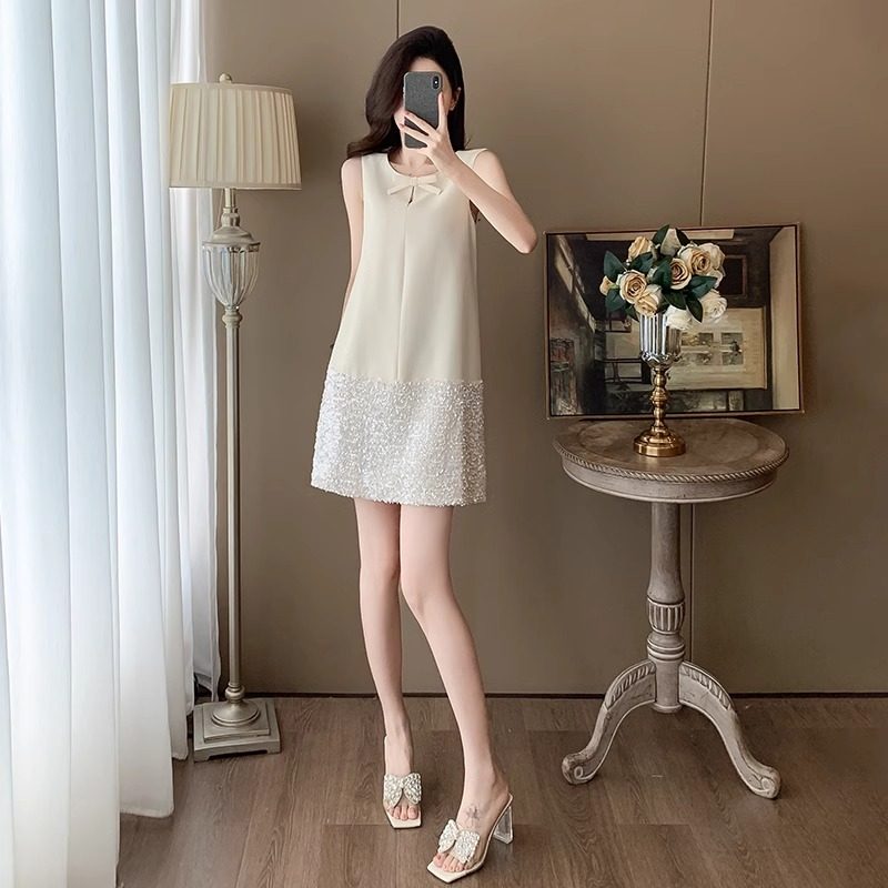 SPYB法式小香风气质无袖连衣裙女夏季高端设计感小众a字背心短裙