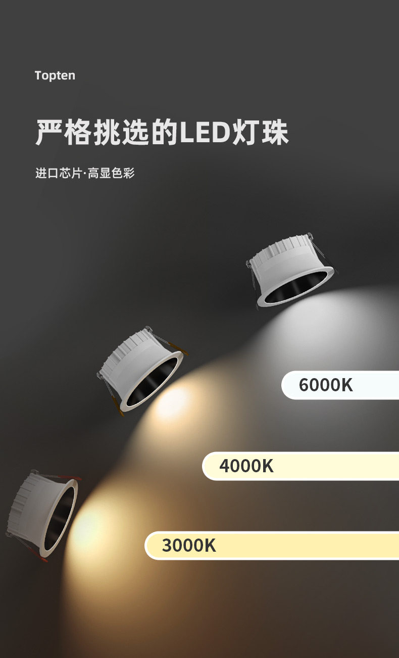 Downlight led recessed spotlight household ceiling light anti-glare cob ...