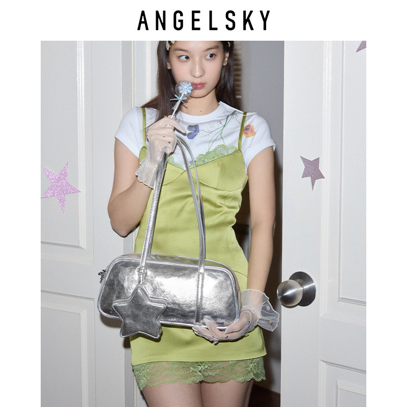 ANGELSKY腋下包波士顿新款夏天法棍包：小众设计，银色包包，金色单肩，夏日时尚新宠！-腋下包-淘宝好物网