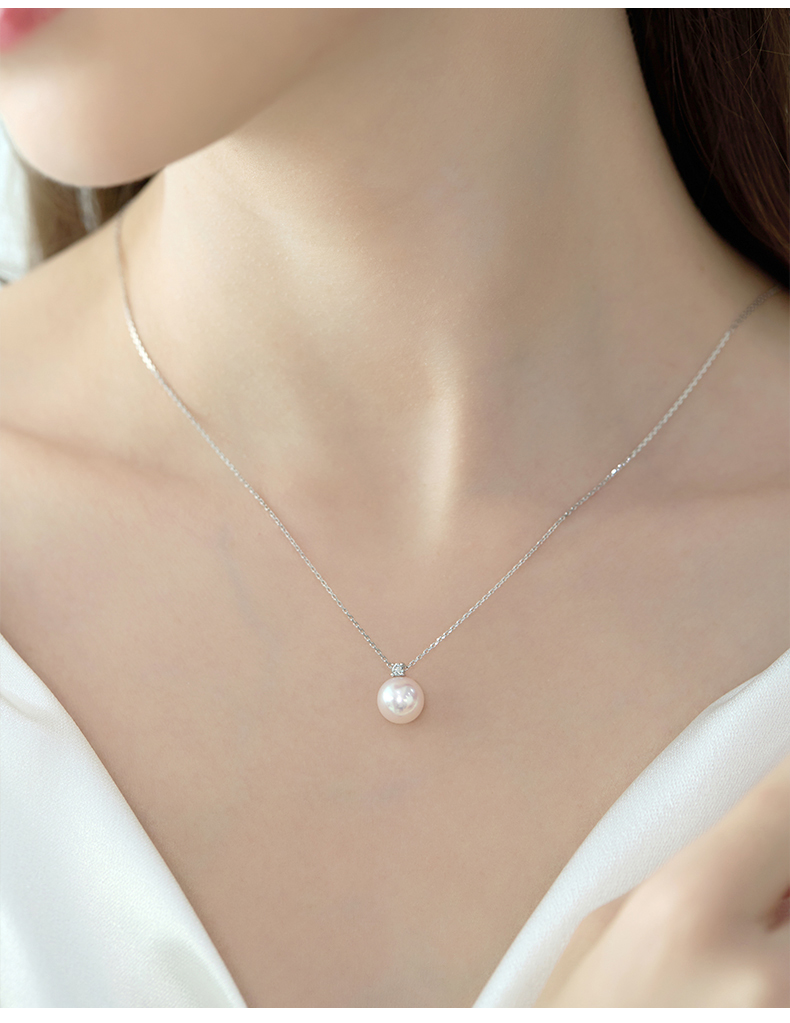 【日本直邮】AKOYA阿古屋海水珍珠 K18(18金) 9.0-9.5mm 单钻0.1ct 45cm 戴安娜王妃 项链 | 亚米