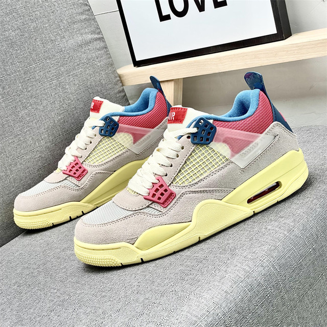 AJ4 book gray pink retro Joe 4 basketball shoes sage gray rabbit ...