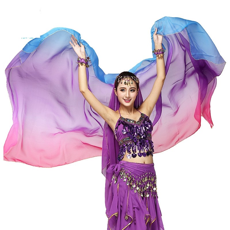Long and widened belly dance gauze colorful gradient hand gauze ...