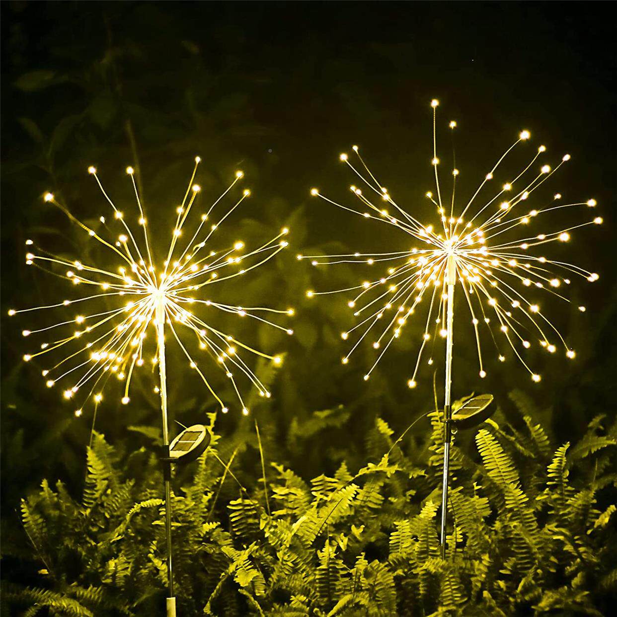 Solar-Powered Garden Fireworks Lights, Ground-Insert Lawn Lights ...