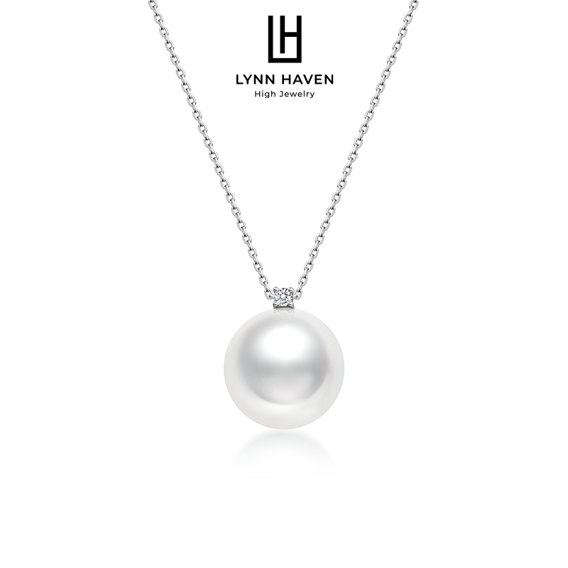 LynnHaven经典系列 澳白珍珠项链akoya南洋珍珠18K金戴妃款吊坠女-Taobao