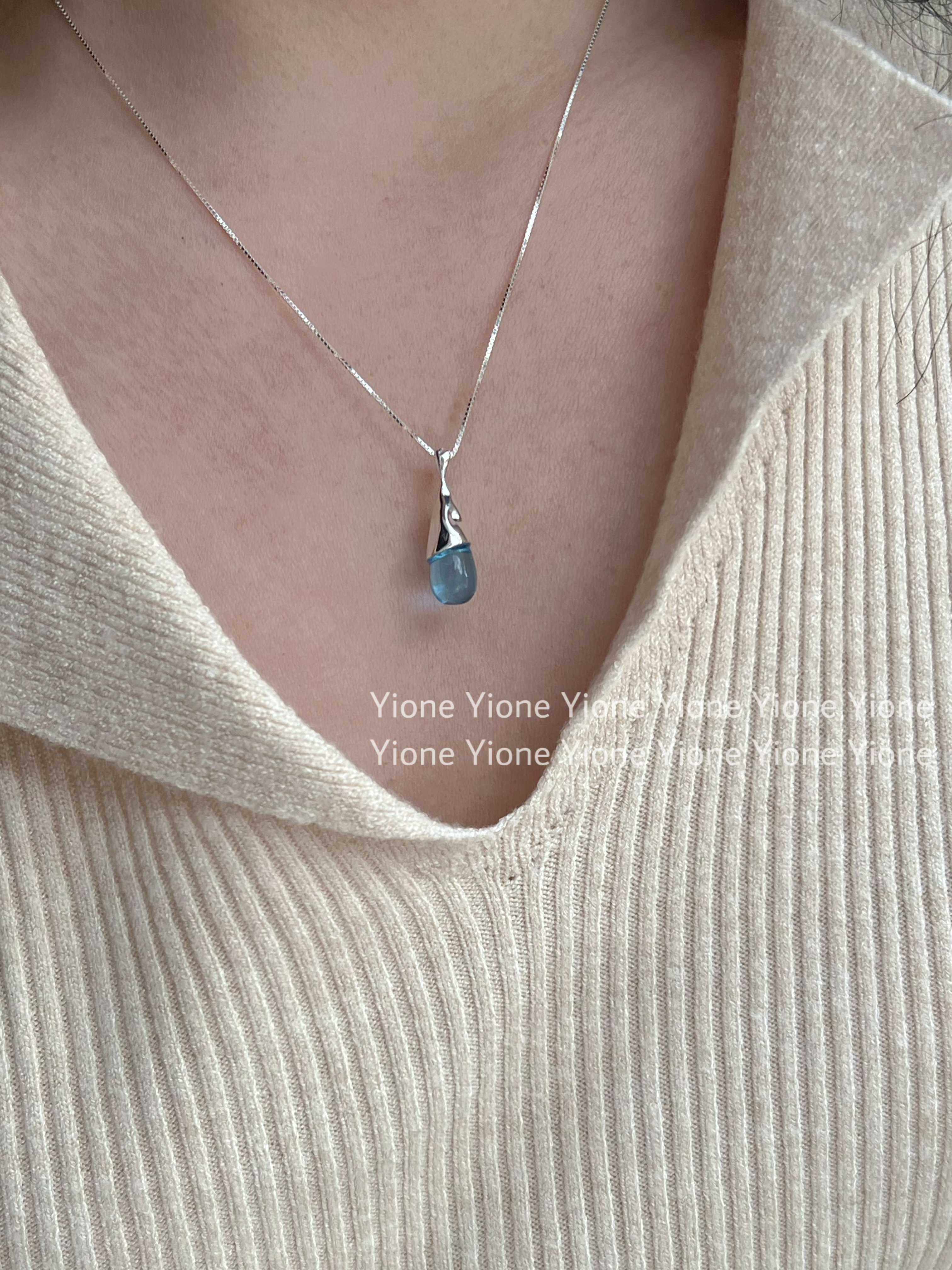 壹万yione猫眼石水滴项链简约气质小众中式设计感高级感-阿里巴巴