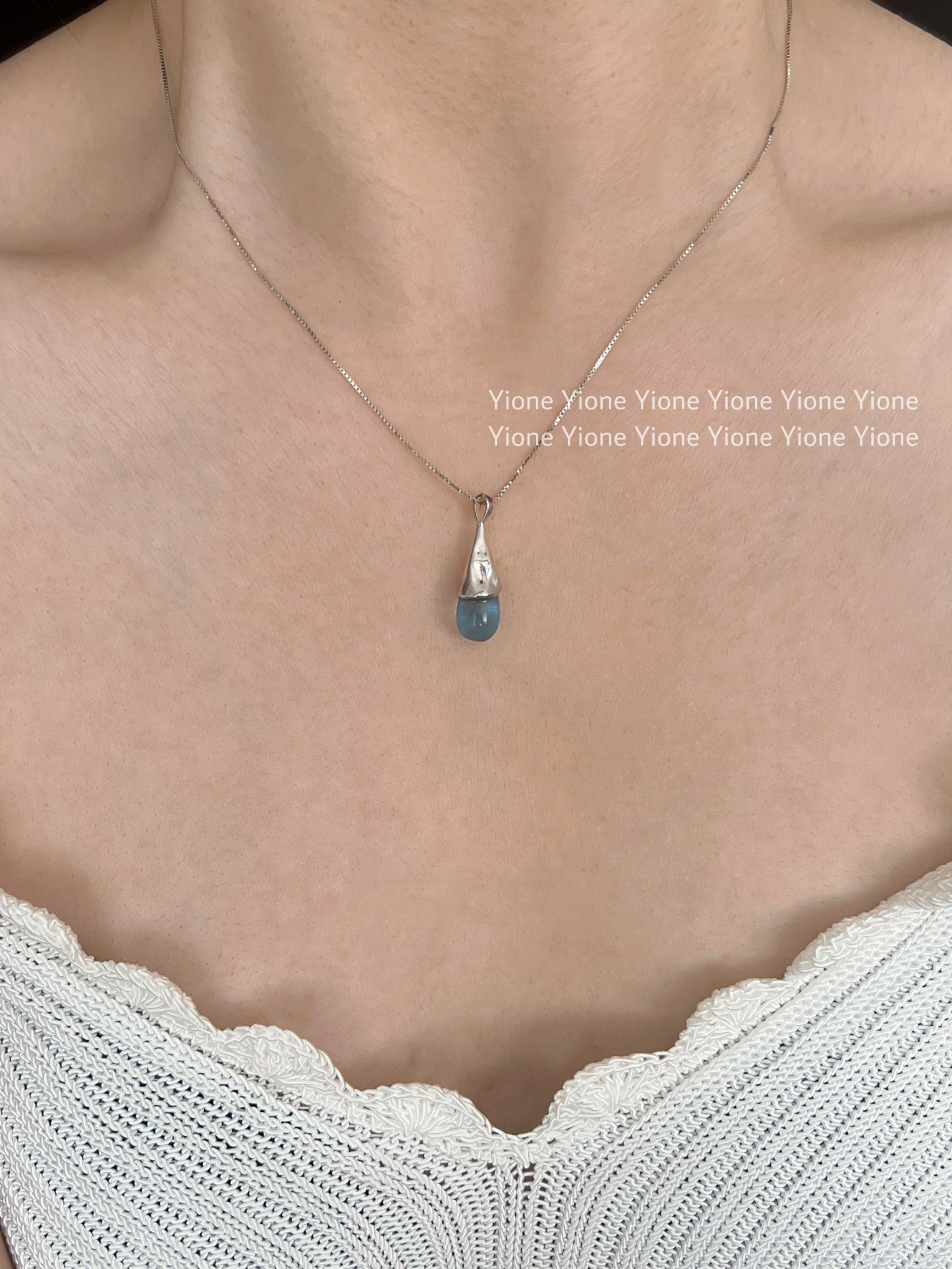 壹万yione猫眼石水滴项链简约气质小众中式设计感高级感-阿里巴巴