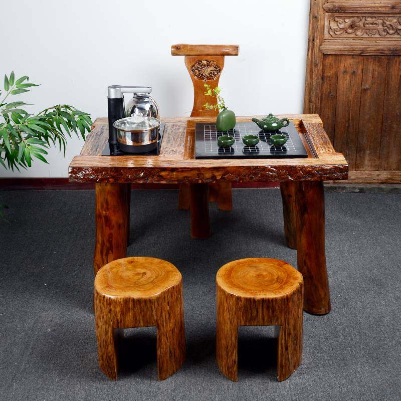 [USD 88.49] Balcony tea table tea table solid wood tea table and chair ...
